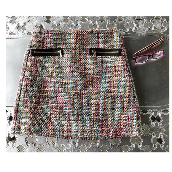 LOFT | Skirts | Loft Multi Color Weaved Mini Skirt Size | Poshmark